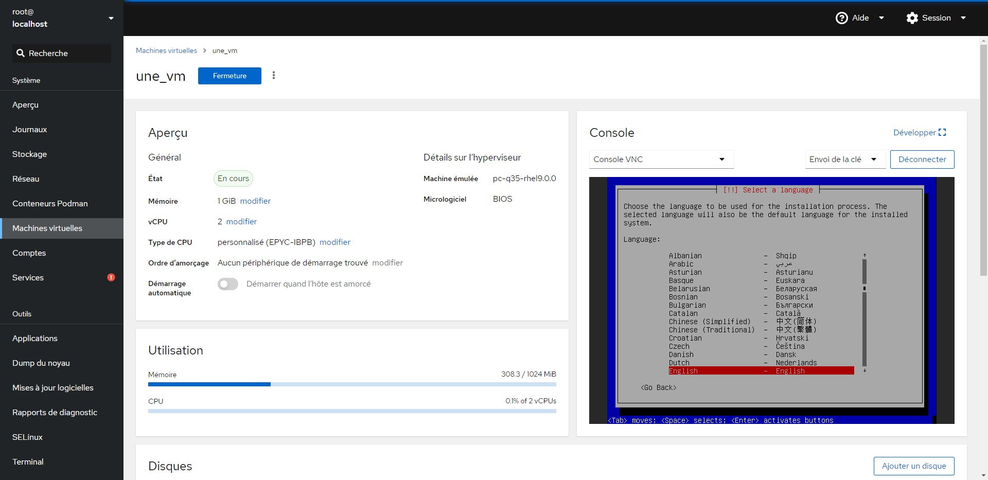 Cockpit - interface web pour Linux